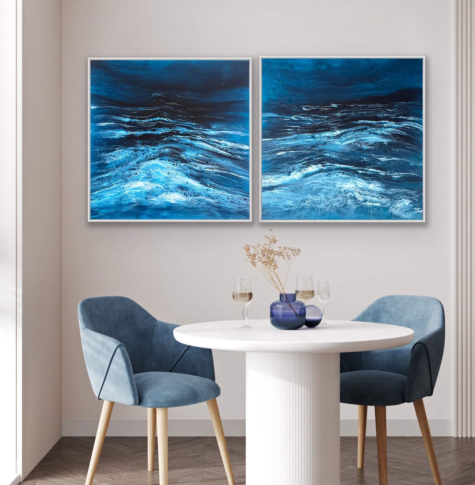 Indigo Breeze I & II - Martine Vanderspuy - Martine Gallery